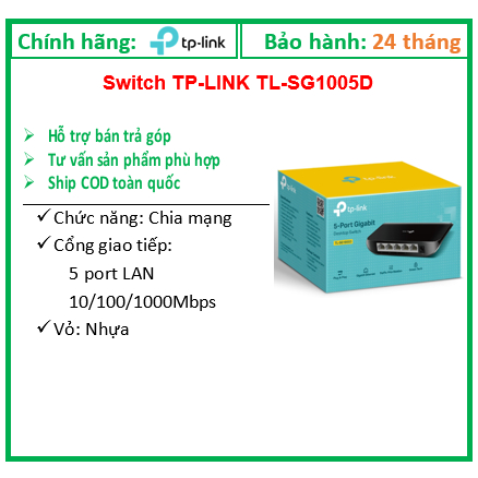Switch TP Link TL-SG1005D -- 5P/1GB; 24T | Shopee Việt Nam