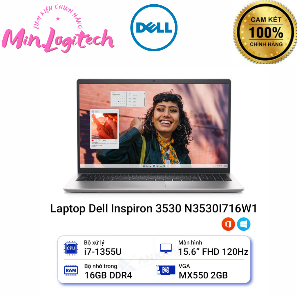 LAPTOP DELL INS 3530(N3530I716W1)(I7 1355U/16GB/512GB /MX550 2G/15.6FHD 120HZ/WIN11/OFFICEHS21 ...