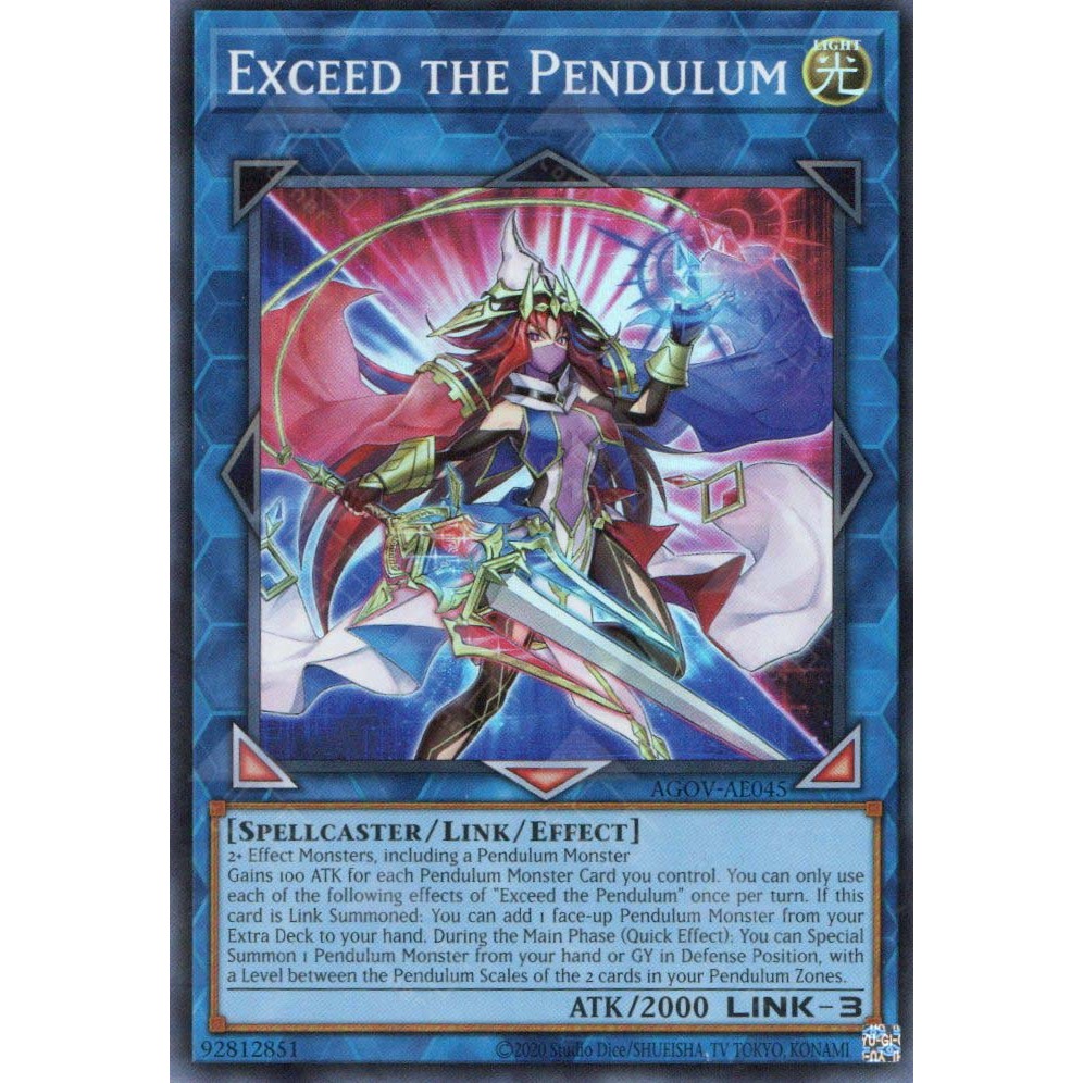 [ Bài Yugioh Chính Hãng ] AGOV-AE045 Exceed the Pendulum (SR) | Shopee Việt Nam