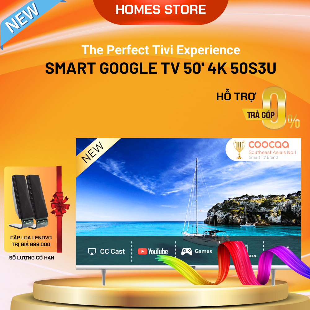 Tivi Coocaa 50 Inch 4K - Model 50S3U Pro Thiết Kế Tràn Viền Khung Kim ...