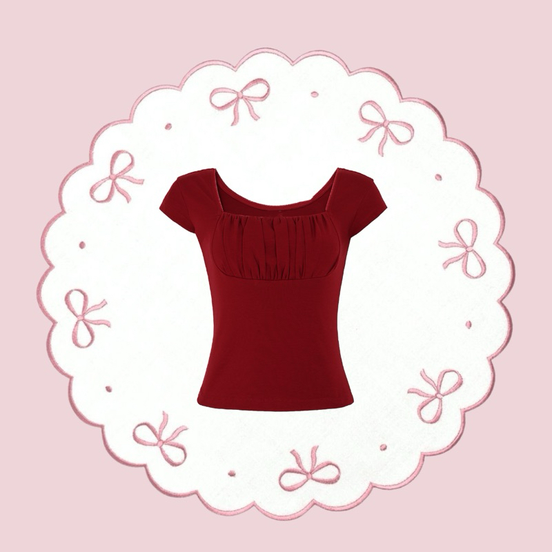 Quadlings top áo thun ôm nhún ngực buộc cổ tay con y2k fairycore ...