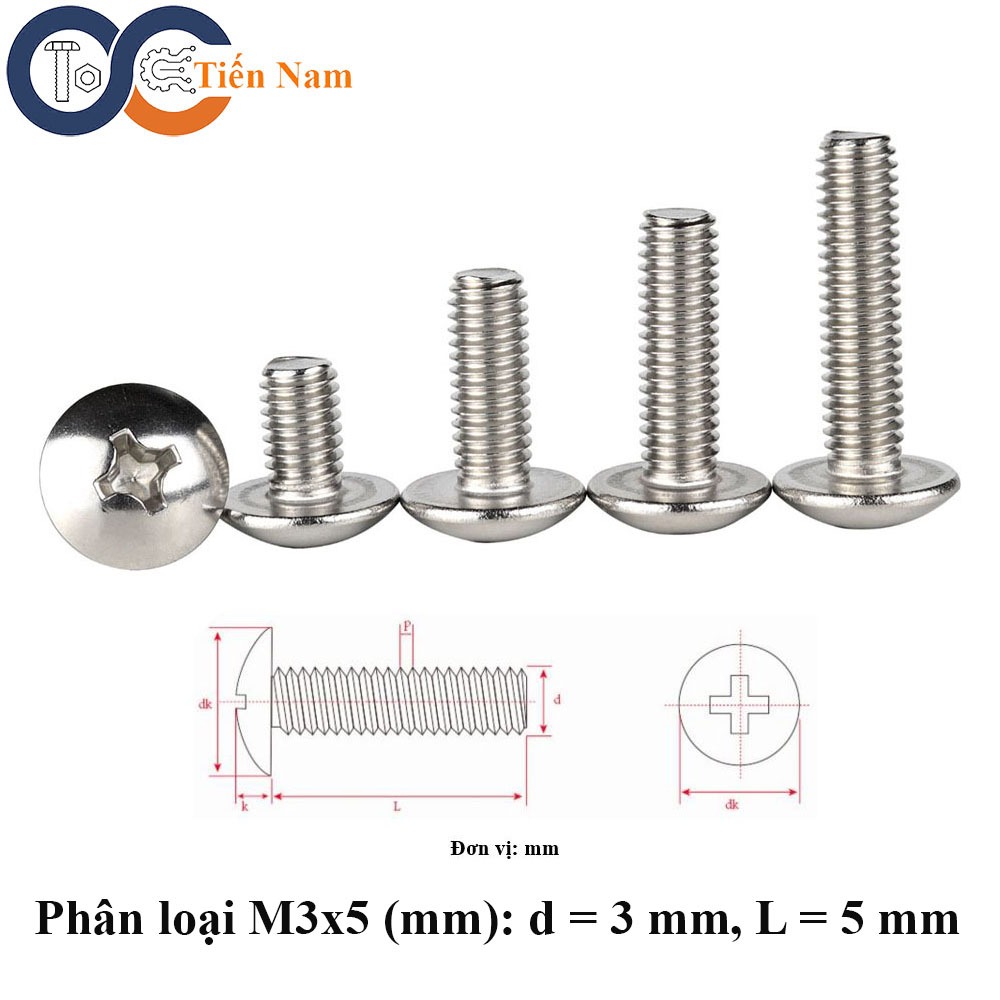 Vít bake đầu dù thân bu lông ren mau inox 304 M2 M2,5 M3 M4 | Shopee Việt Nam