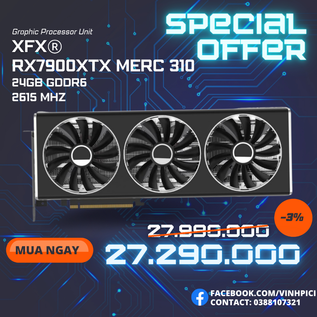 Card màn hình XFX RX 7900XTX SPEEDSTER MERC 310 Black Edition [NEW ...