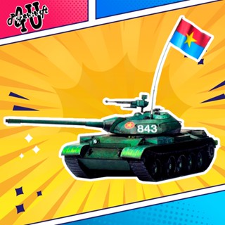 Mô hình giấy thủ công xe tăng quân sự xe tanks T-54B số hiệu 843 húc ...