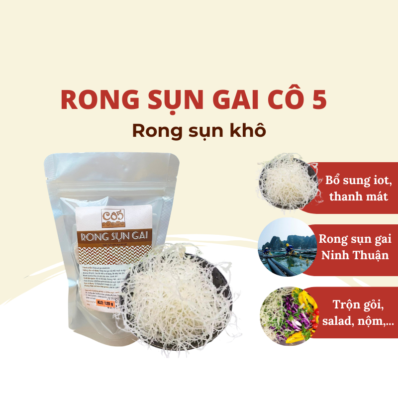 Rong sụn khô Cô 5, rong sụn biển đặc sản Phan Rang dùng làm gỏi, salad ...