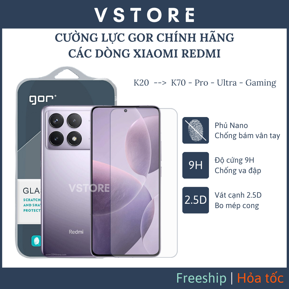 Cường lực GOR Xiaomi Redmi K70 Pro K70E K60 Ultra K60 Pro K50 Ultra trong suốt không full màn ...