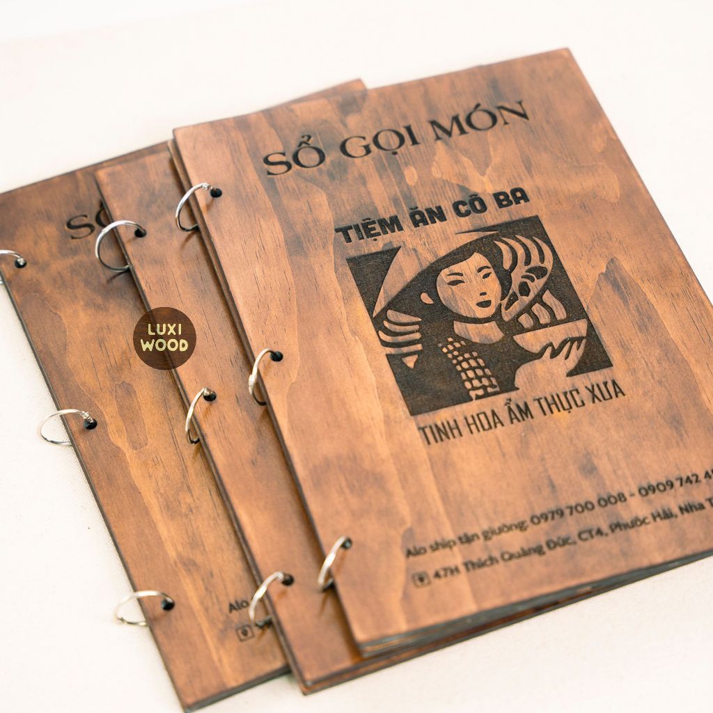 HCM l MENU GỖ 2 BÌA KHOEN TRÒN VINTAGE, MENU GỖ KHẮC LOGO - KHẮC LOGO ...