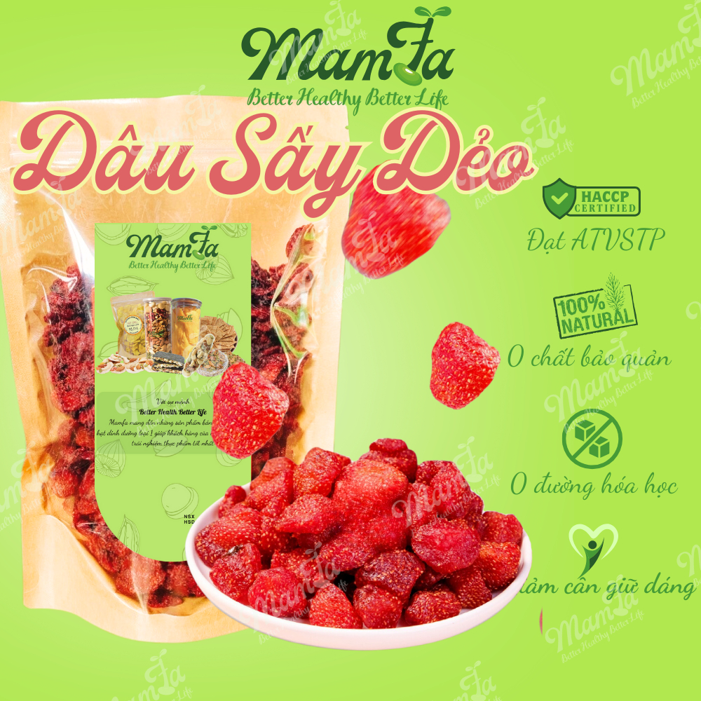[Quà+Miễn Ship]Dâu tây sấy dẻo nguyên quả không đường mamfa không chất bảo quản loại 1 dây tây ...