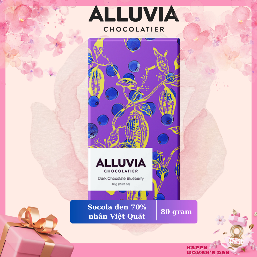 Socola đen Alluvia 70% nhân Việt Quất | Dark Chocolate Bluberry 80 gram ...