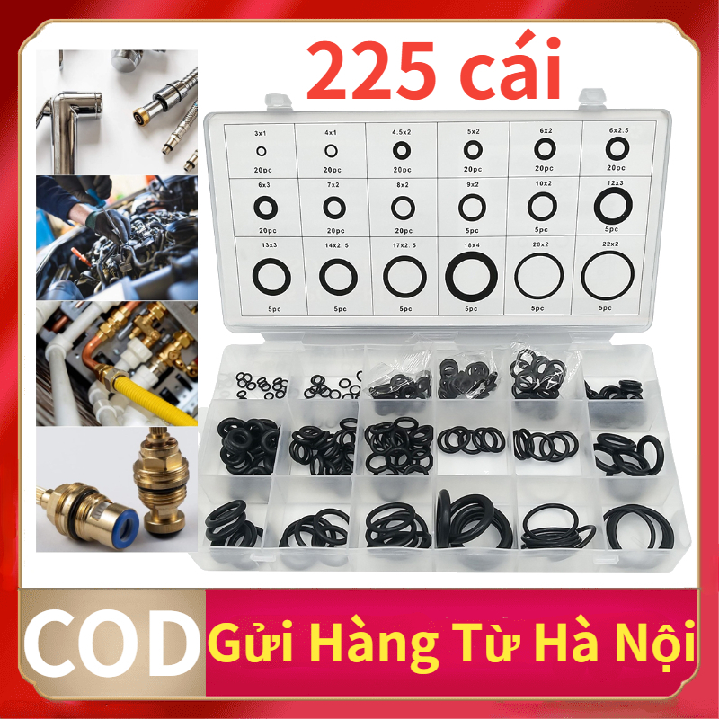 225 chiếc Cao su O Ring Máy giặt O-Ring Seals Độ kín nước Các loại Kích thước khác nhau với Bộ ...