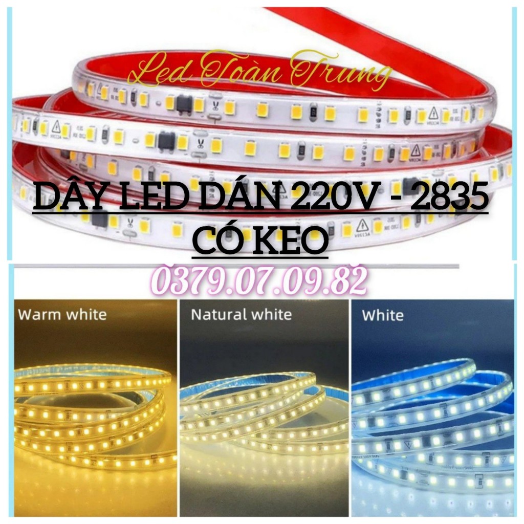 Dây đèn led 2835 có keo dán dùng điện 220V chưa kèm phích cắm - bán ...
