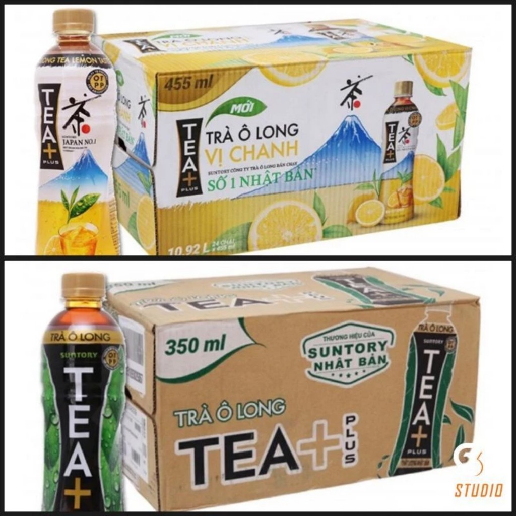 Thùng 24 chai trà ô long tea plus, ô long chanh 320ml/ 455ml | Shopee ...