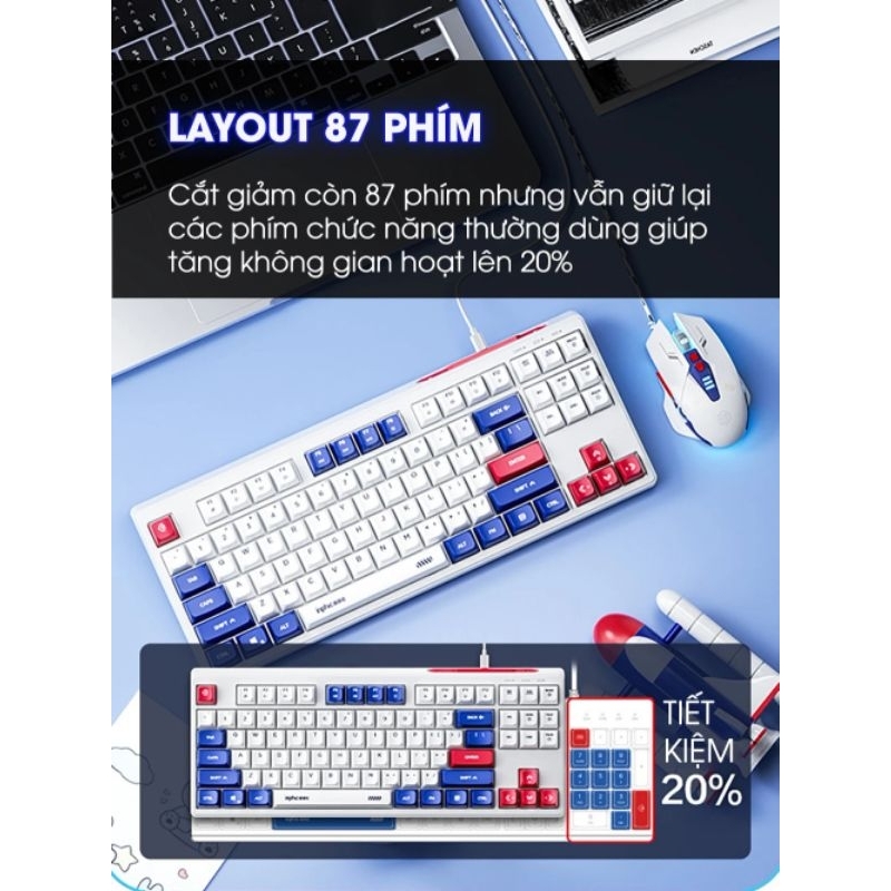 Bàn phím máy tính giả cơ TEKKIN INPHIC K902 Gundam có dây gaming TKL 87 ...