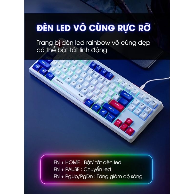 Bàn phím máy tính giả cơ TEKKIN INPHIC K902 Gundam có dây gaming TKL 87 key | Shopee Việt Nam