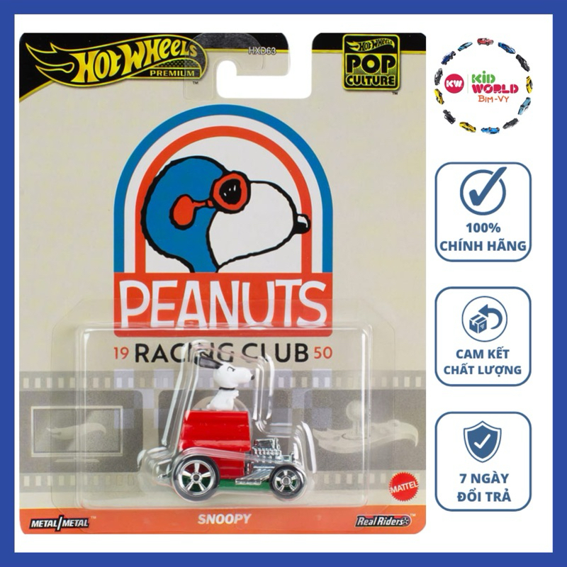 Xe mô hình Hot Wheels Premium Peanuts Racing Club Snoopy HVJ42, bánh ...