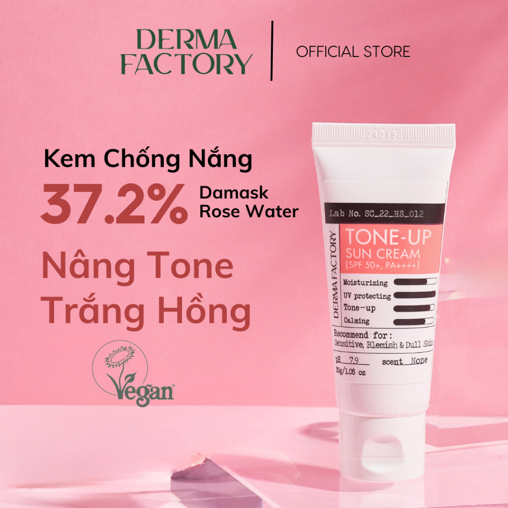 Kem chống nắng nâng tone và kiềm dầu SPF50+/PA++++ Derma Factory Tone ...