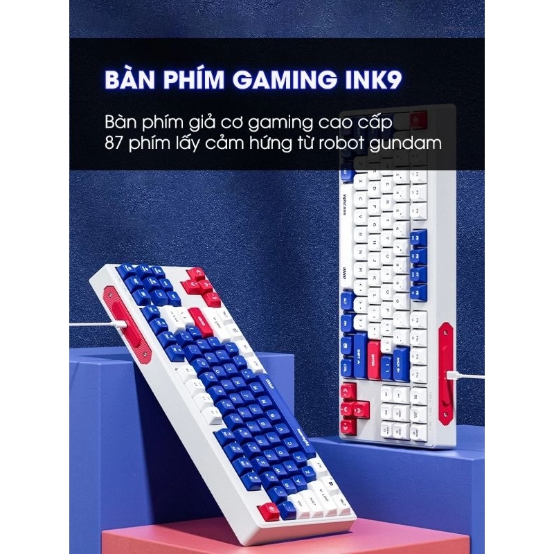 Bàn phím máy tính giả cơ TEKKIN INPHIC K902 Gundam có dây gaming TKL 87 key silent chống ồn type ...