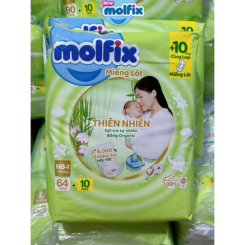 Tã/bỉm dán bé Molfix đủ size S (80+4), M (76+6), S (54+6),NB1(90+10 ...