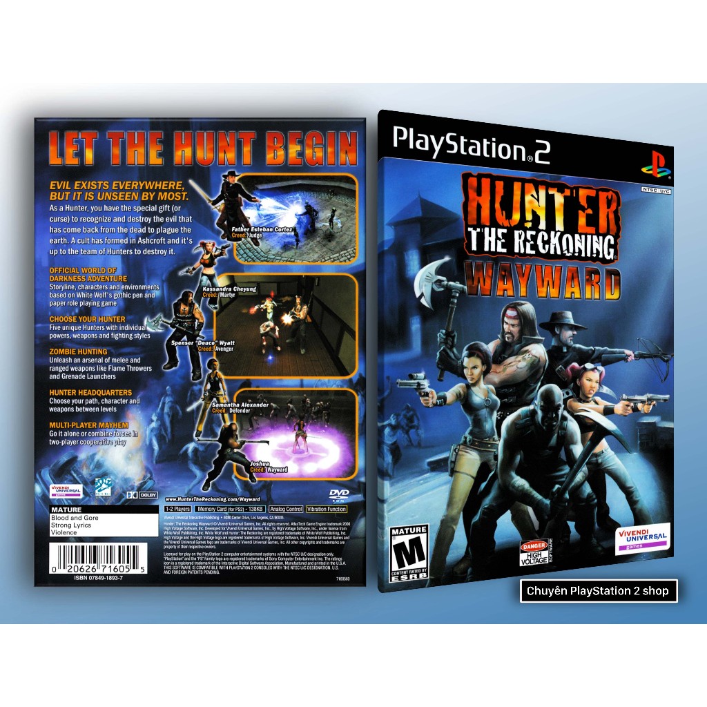 Đĩa game PS2, Hunter: The Reckoning Wayward (chạy và Chém, bắn súng góc ...