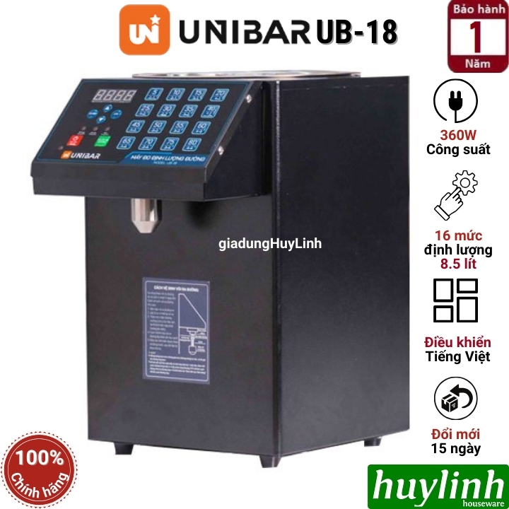 Máy đo - định lượng đường Unibar UB-18 - 16 mức - 8.5 lít - Tặng ly ...
