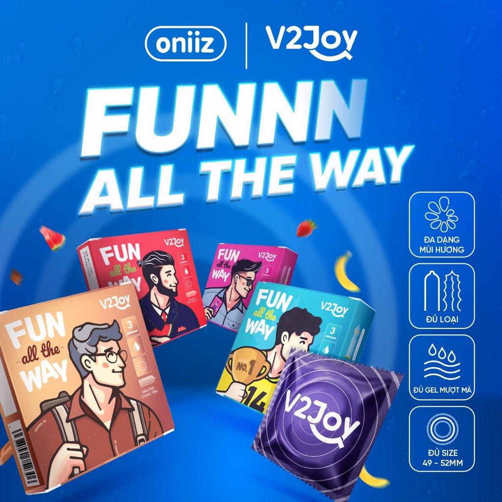 Bao cao su V2Joy Fun all the way siêu mỏng giúp kéo dài thời gian ...