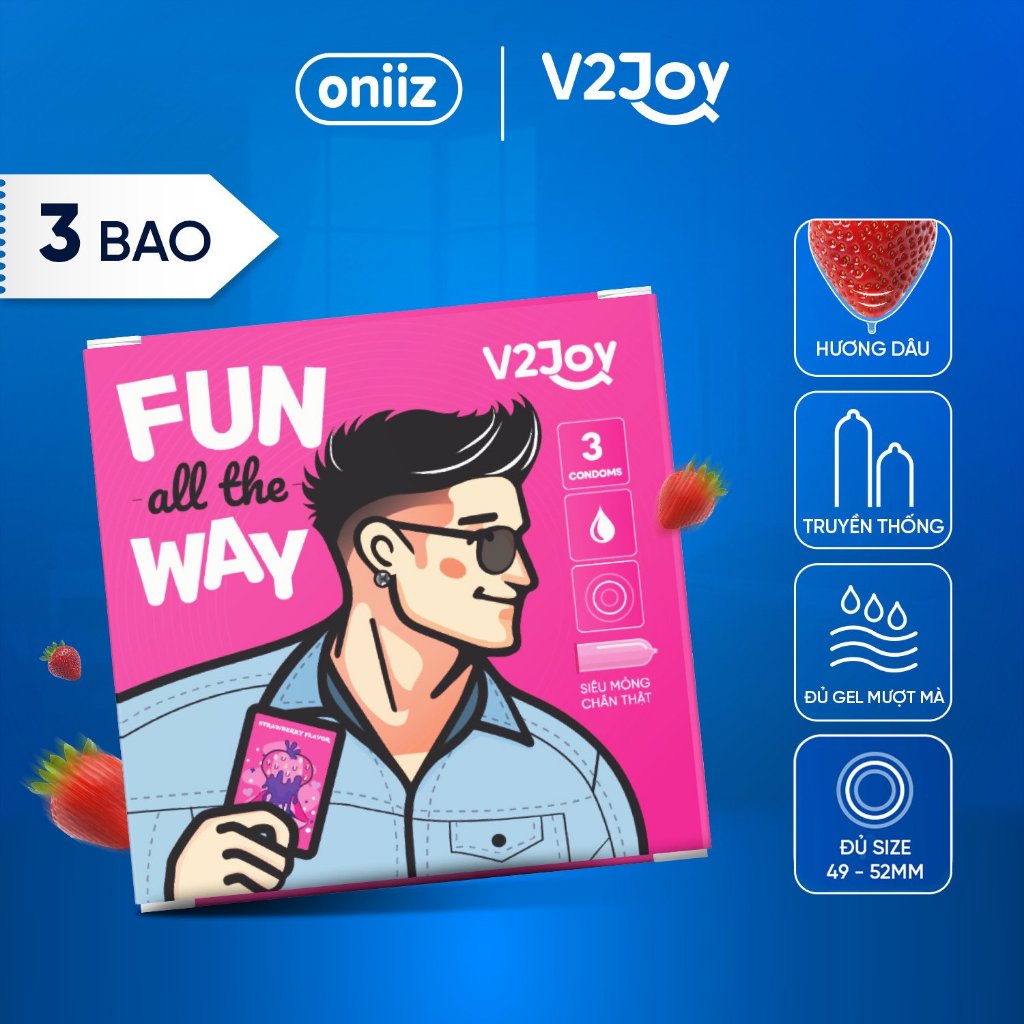 Bao cao su V2Joy Fun all the way siêu mỏng giúp kéo dài thời gian ...
