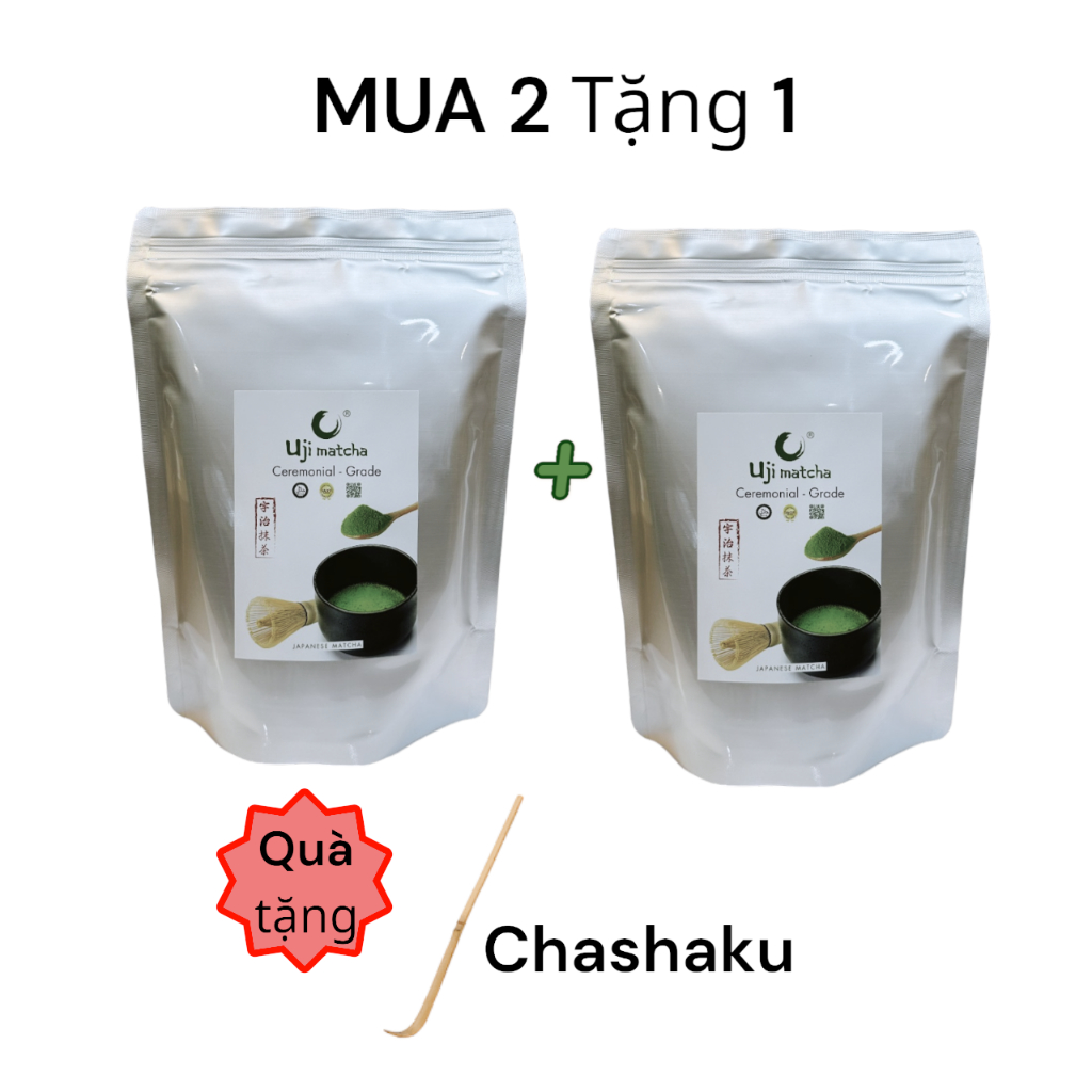 Combo mua 2 gói Matcha CEREMONIAL GRADE - 500G | Tặng 1 Thìa xúc Matcha ...
