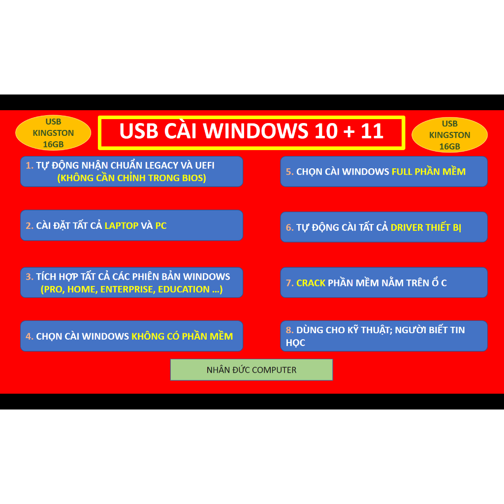 USB CÀI WINDOWS 10, 11 (FULL SOFT, NO SOFT, CỰC NHANH, CỰC ĐƠN GIẢN ...