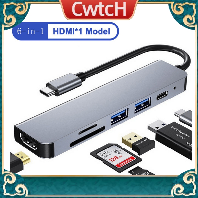 Đế cắm USB C 6 trong 1 phù hợp cho bộ chuyển đổi đa chức năng máy tính xách tay | Shopee Việt Nam