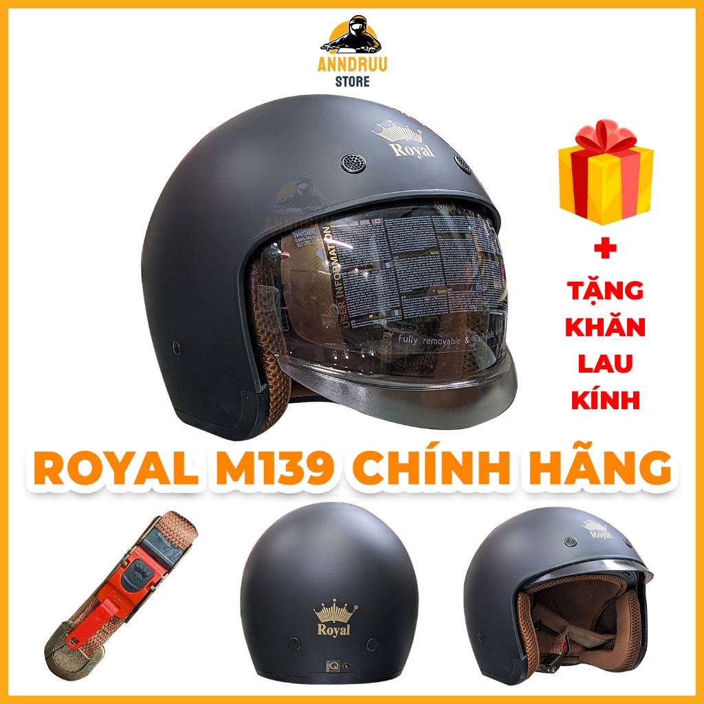 Mũ bảo hiểm 3/4 Royal M139 Kính âm (Tặng túi đựng mũ + Khăn lau kính) | Shopee Việt Nam