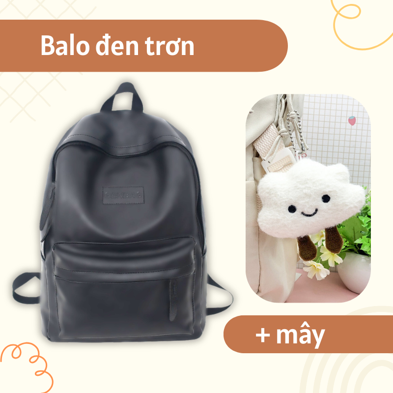 Balo đi học nữ GENBAG balo da pu thời trang trơn basic chống nước đựng vừa laptop 17 inch BL23 ...