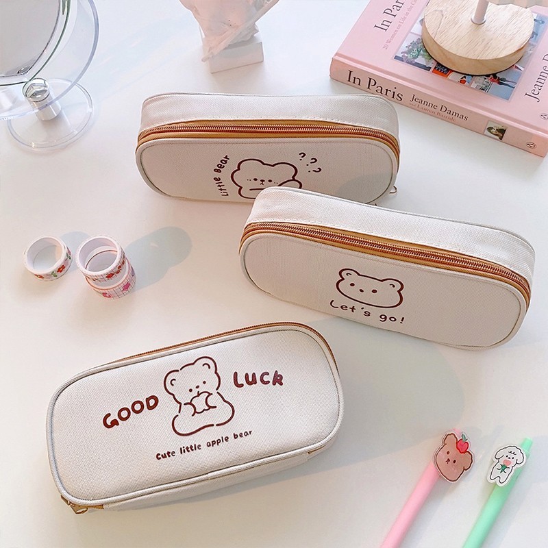 Hộp Đựng Bút Vải Đa Năng 2 Ngăn Gấu Good Luck BU19 | Shopee Việt Nam
