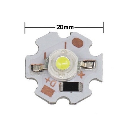 Chip Led Luxeon 3.7V 5V công suất 1W 3W đã hàn đế tản nhiệt 20mm ...