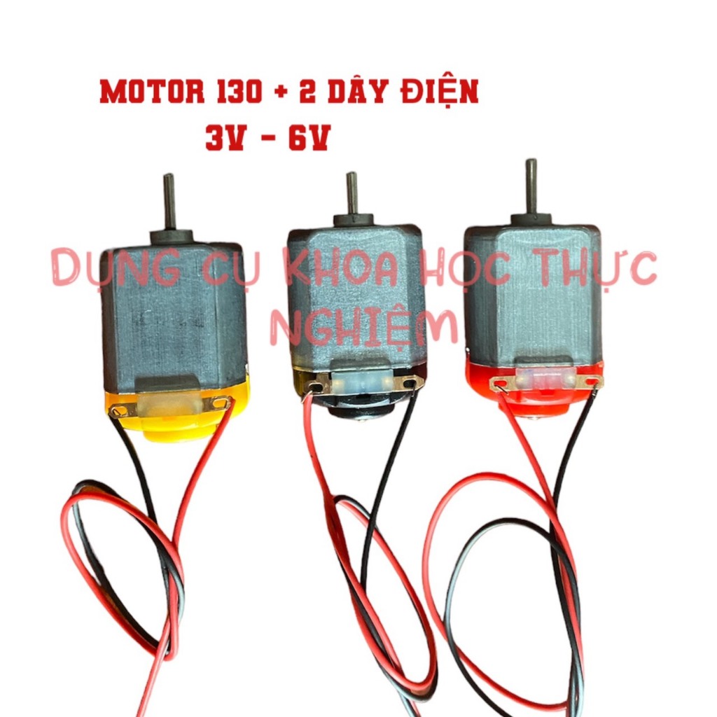 Động cơ motor 130 3v - 6v đen đỏ vàng kèm dây điện dùng học tập thí ...