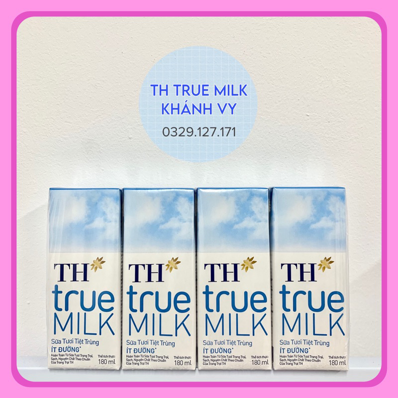 Lốc 4 hộp Sữa TH true MILK 180ml (không đường, ít đường, có đường ...