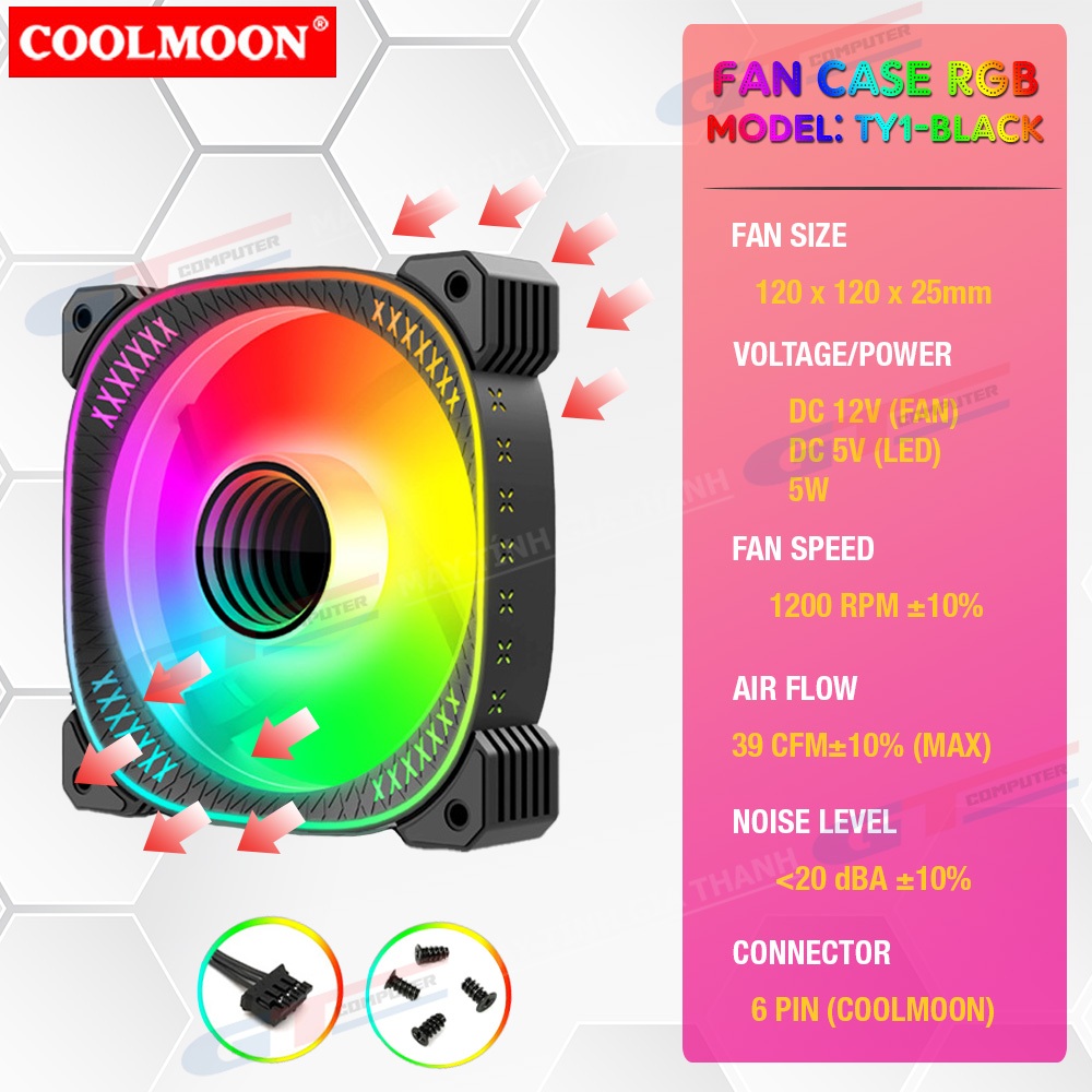 [𝐅𝐀𝐍 𝐑𝐆𝐁] Quạt LED Tản Nhiệt Case, Fan Coolmoon, HUB Remote Chỉnh Hiệu ...