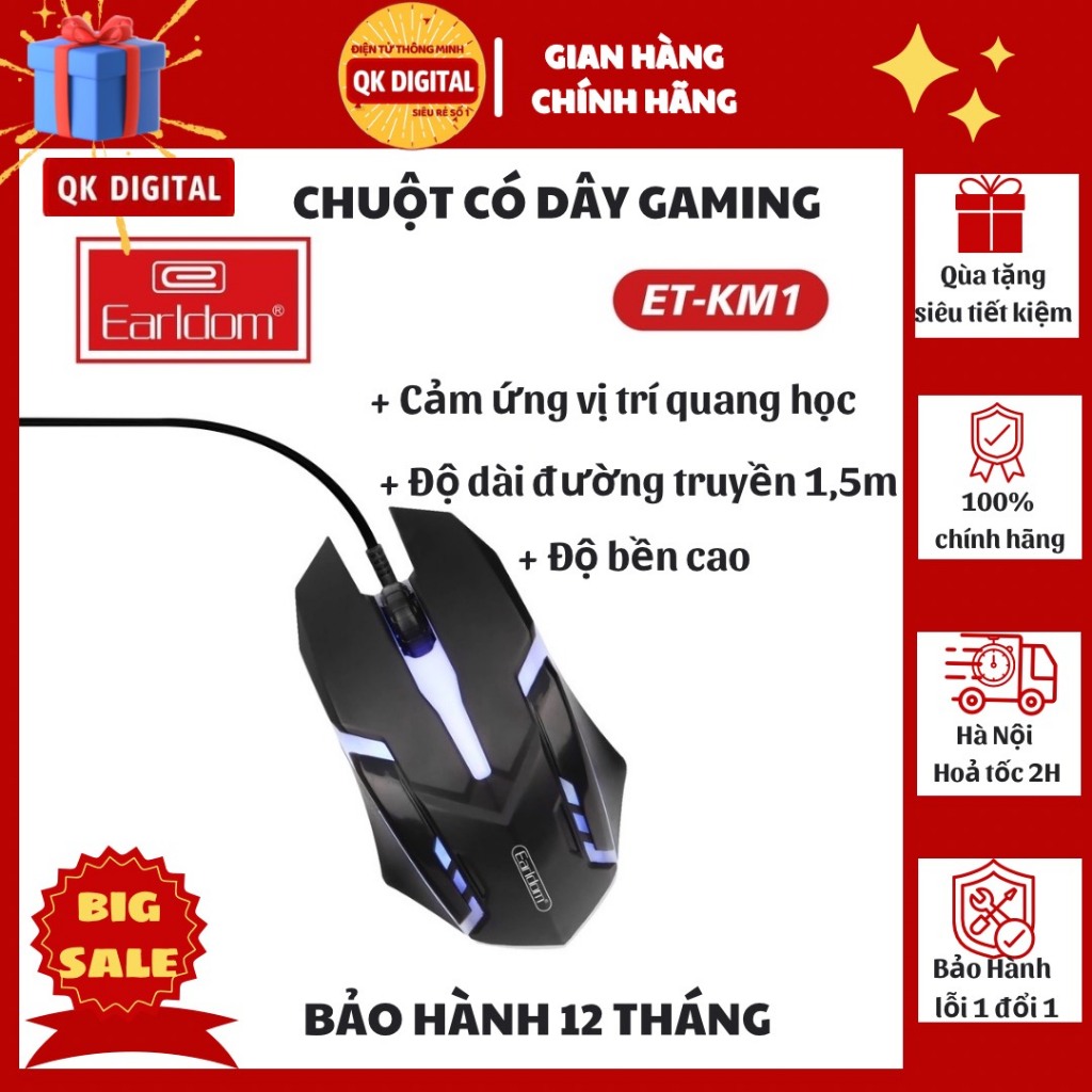 Chuột Máy Tính Có Dây Gaming Earldom KM1, Chuột Chính Hãng Lướt Siêu Mướt Cho Trải Nghiệm Chơi ...