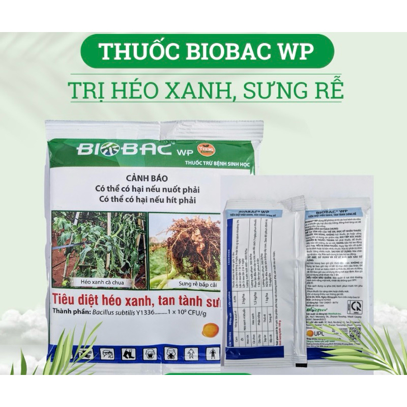Sản phẩm BioBac WP gói 100gr trừ Héo xanh, sưng rễ cà chua, bắp cải ...