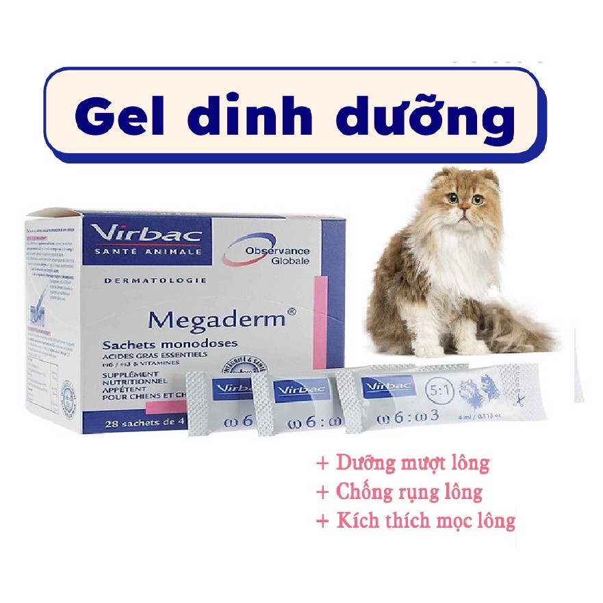 Gel dinh dưỡng Megaderm Virbac mượt da lông giảm ngứa rụng lông Chó Mèo ...