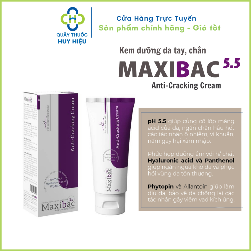 Kem dưỡng phuc hồi tay chân chuyên sâu MAXIBAC pH5.5 ANTICRACKING cream ...