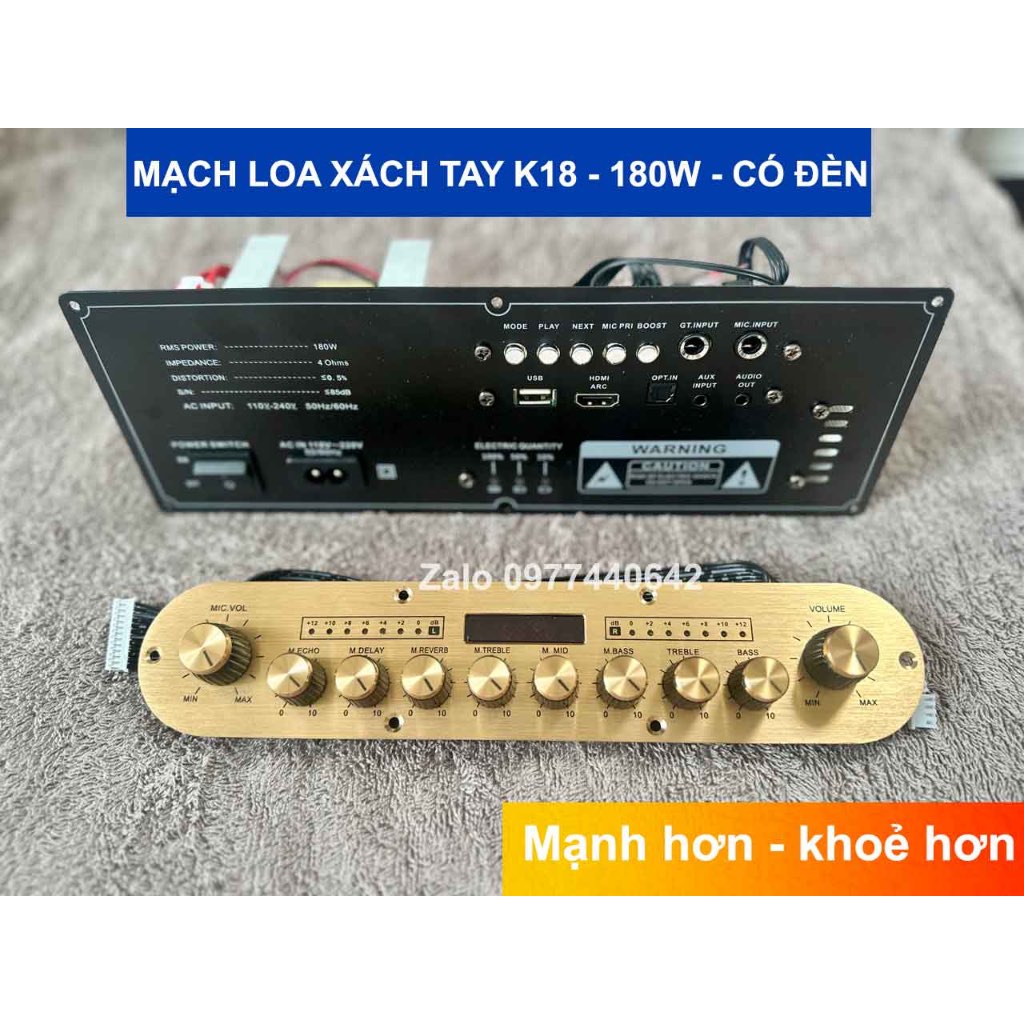 Mạch loa xách tay 180w k18, có đèn chớp theo nhạc, nguồn lớn | Shopee Việt Nam