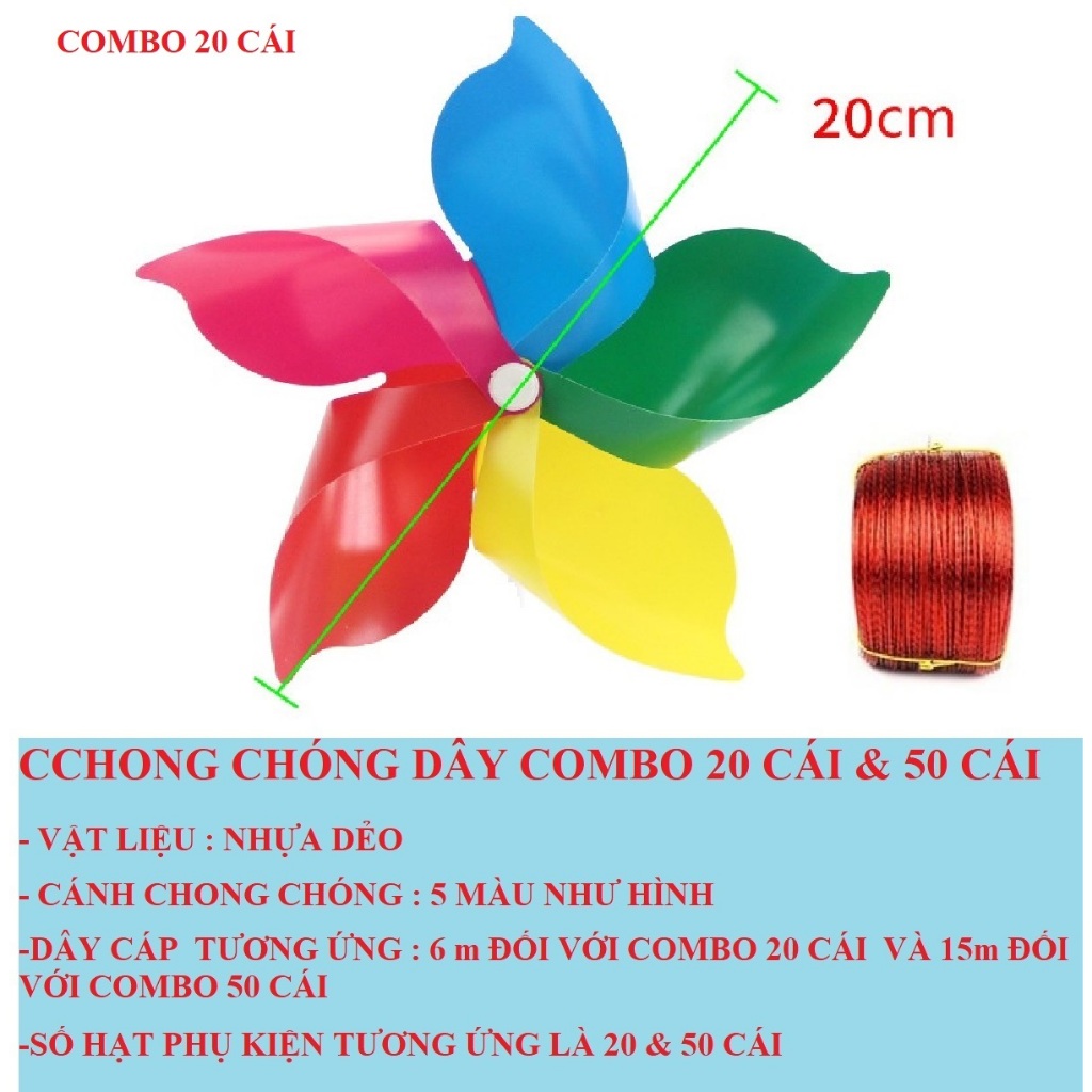 Combo 50/20 cái chong chóng nhựa đường kính 20/23/25 cm- chong chóng ...