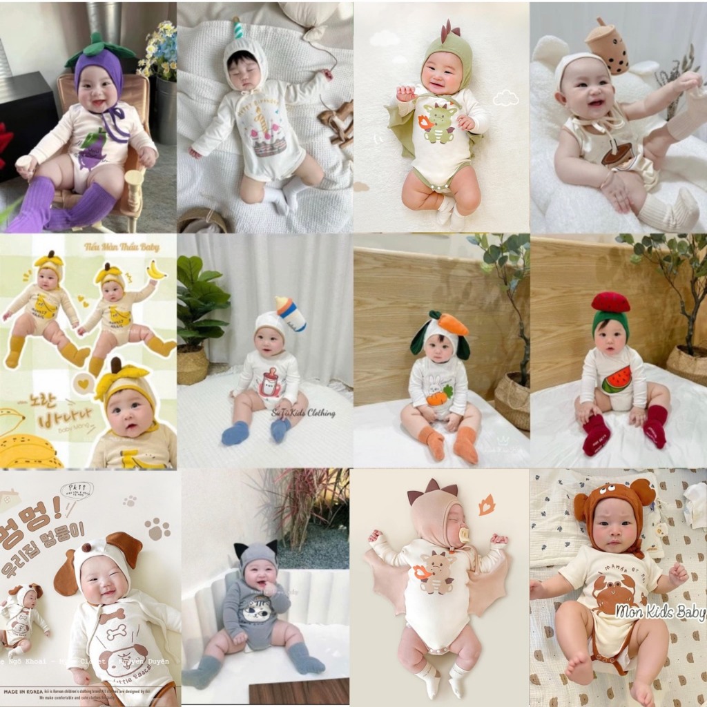 Bộ Body Kèm Mũ dành cho Bé Trai Bé Gái 3-12kg | Shopee Việt Nam