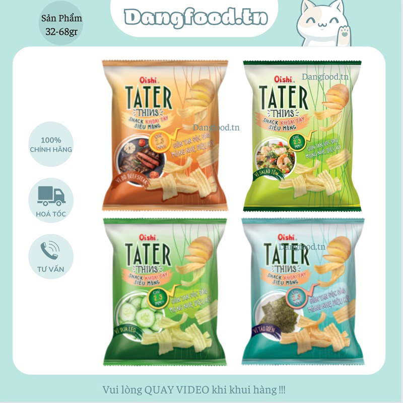 Combo 5 Gói Snack Oishi TATER THINS 68gr Đầy Đủ Các Vị | Shopee Việt Nam