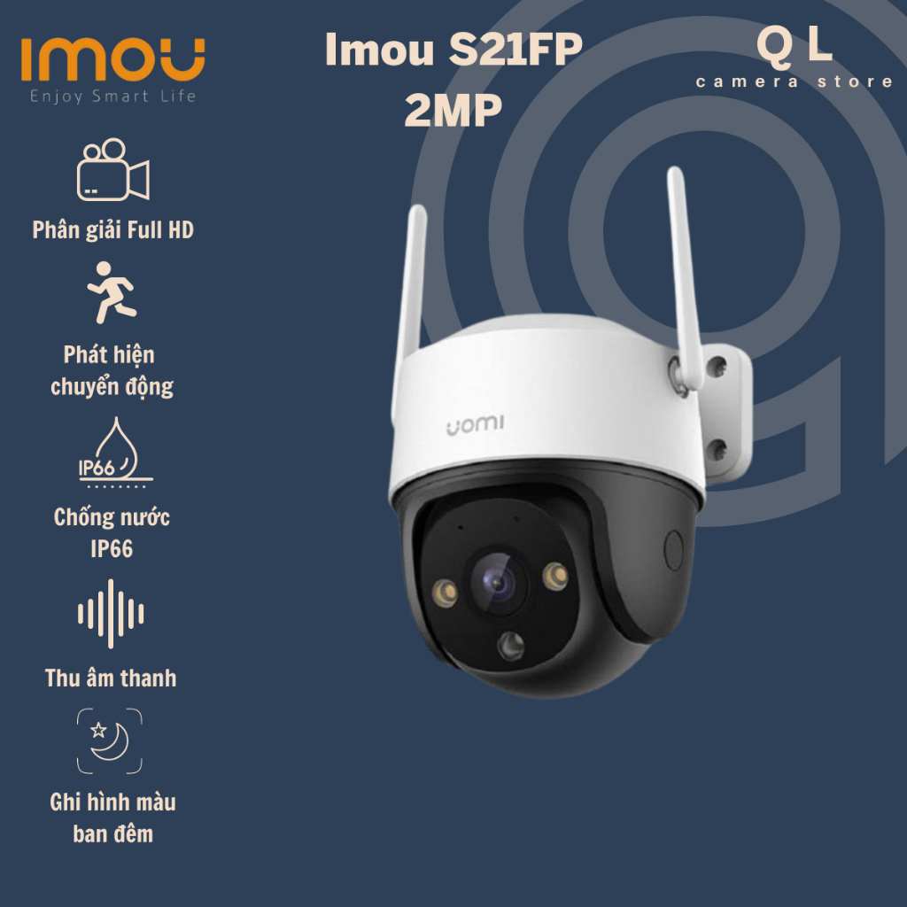 Camera WIFI ngoài trời IMOU Cruiser S21FP, S41FP có màu ban đêm, xoay ...