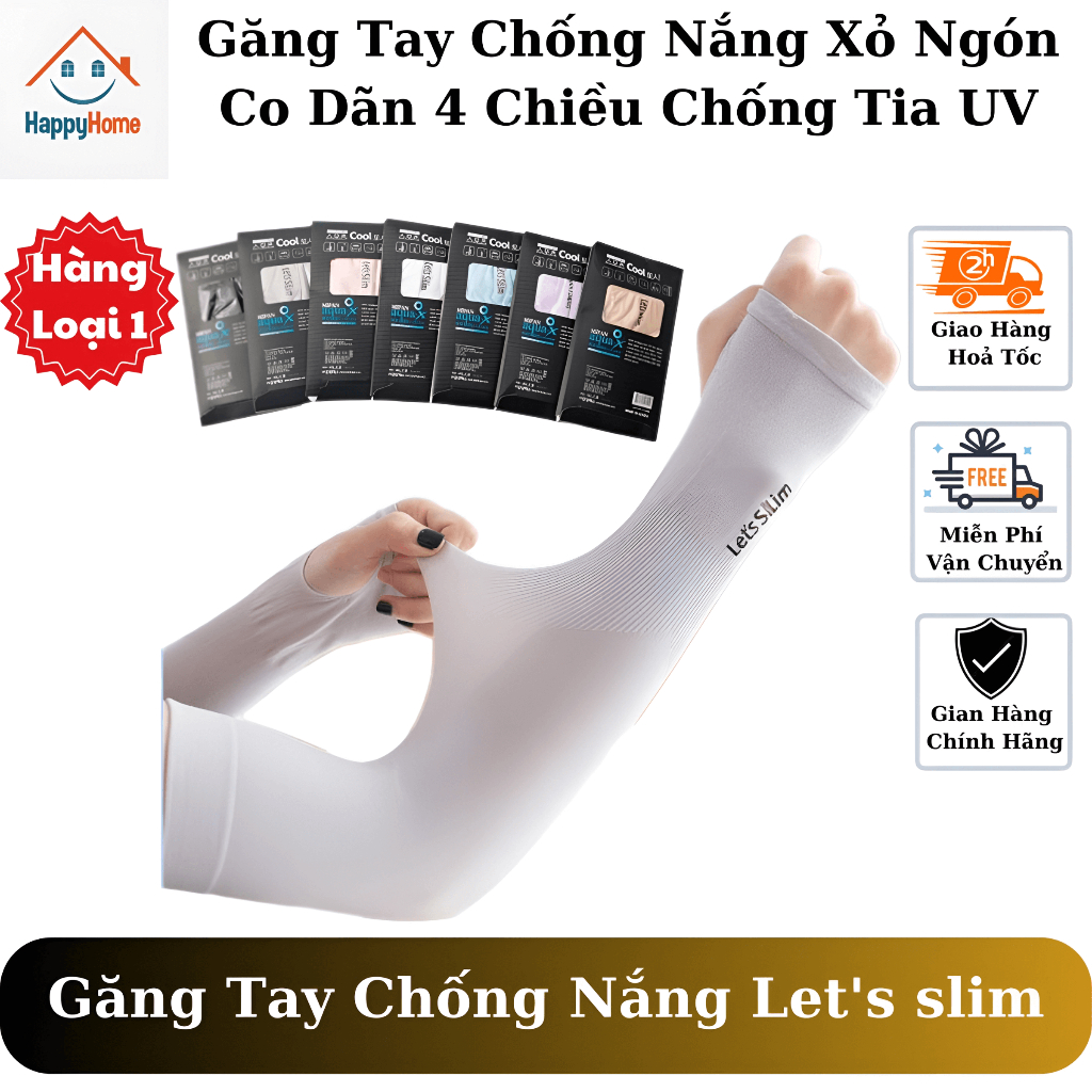 Găng tay chống nắng xỏ ngón, ống tay chống nắng dài tay co dãn 4 chiều ...