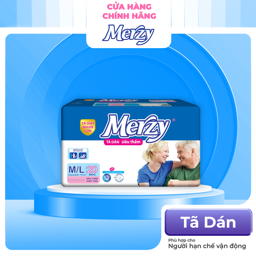 Tã Dán Người Lớn Merzy Siêu Thấm, Khô Thoáng Size M/L gói 20 miếng ...
