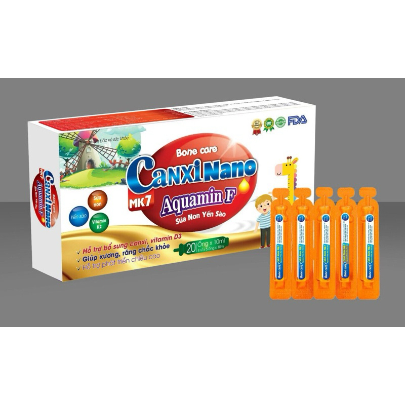 BONE CARE CANXI NANO MK7 AQUAMIN F Tăng chiều cao cho bé Magie B6 Plus 20 ống Bổ sung vitamin D3 ...