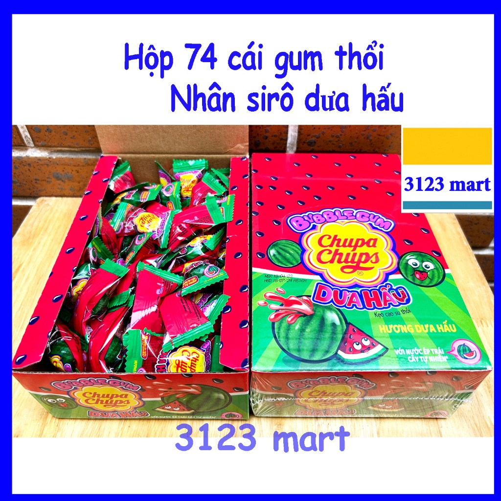 (hsd 10/2025) (Hộp 74 cái) Kẹo Sing Gum có nhân siro dưa hấu Big Babol ...