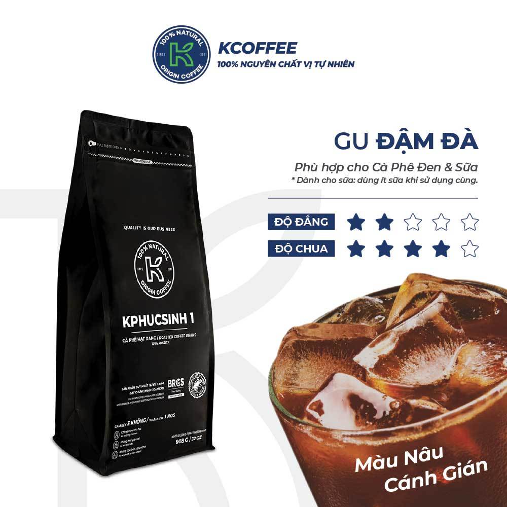 Cà Phê Rang Xay, Rang Hạt Nguyên Chất KPhucSinh 1 (100% Arabica, Rang Vừa) Túi 908G - Vị Chua ...